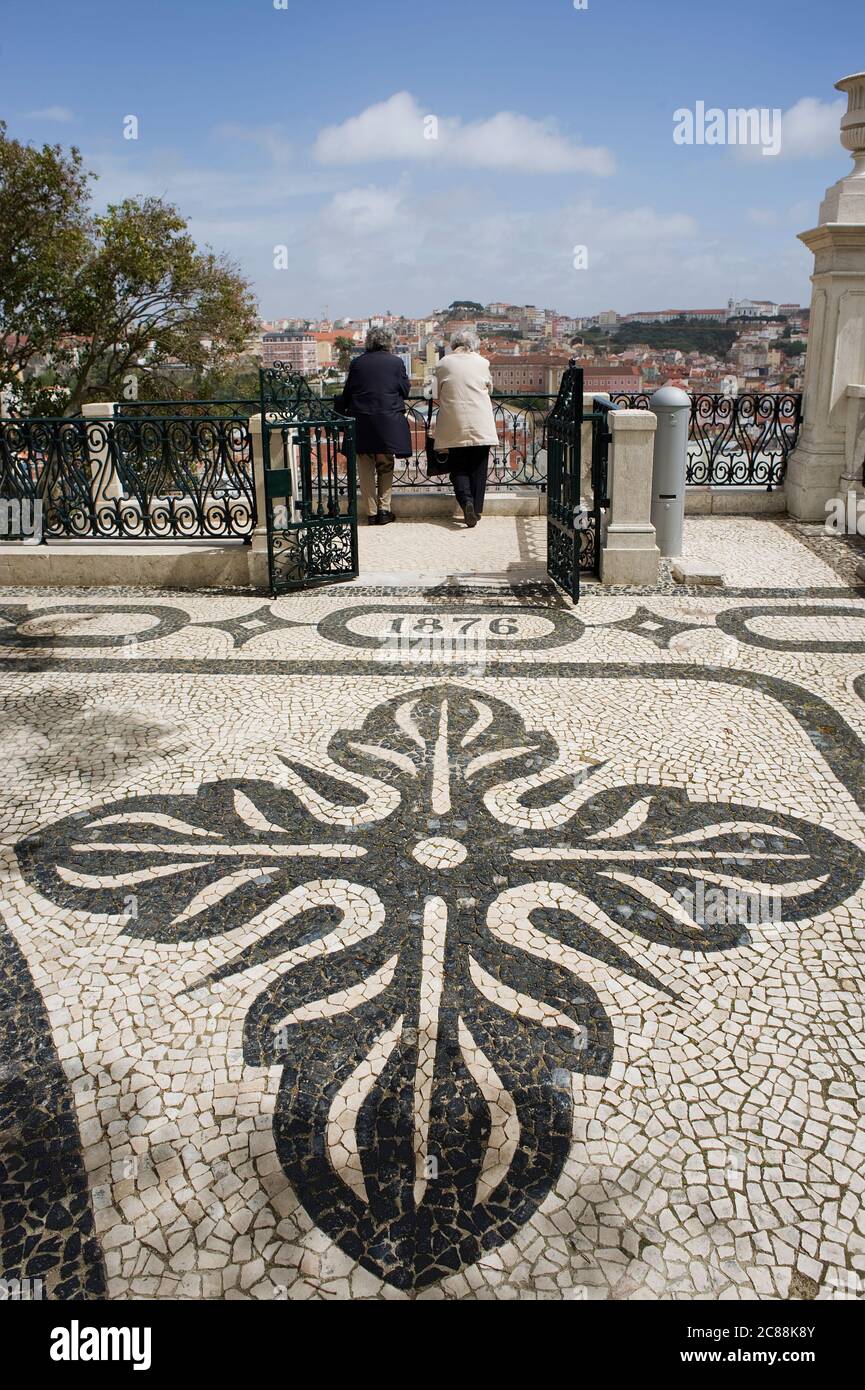 Traditional style Portuguese Calcada Pavement in Lisbon, Portugal Stock ...