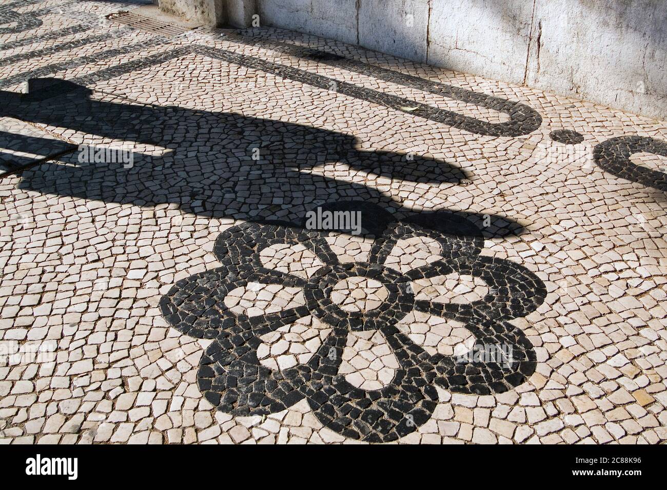 Traditional style Portuguese Calcada Pavement in Lisbon, Portugal Stock ...