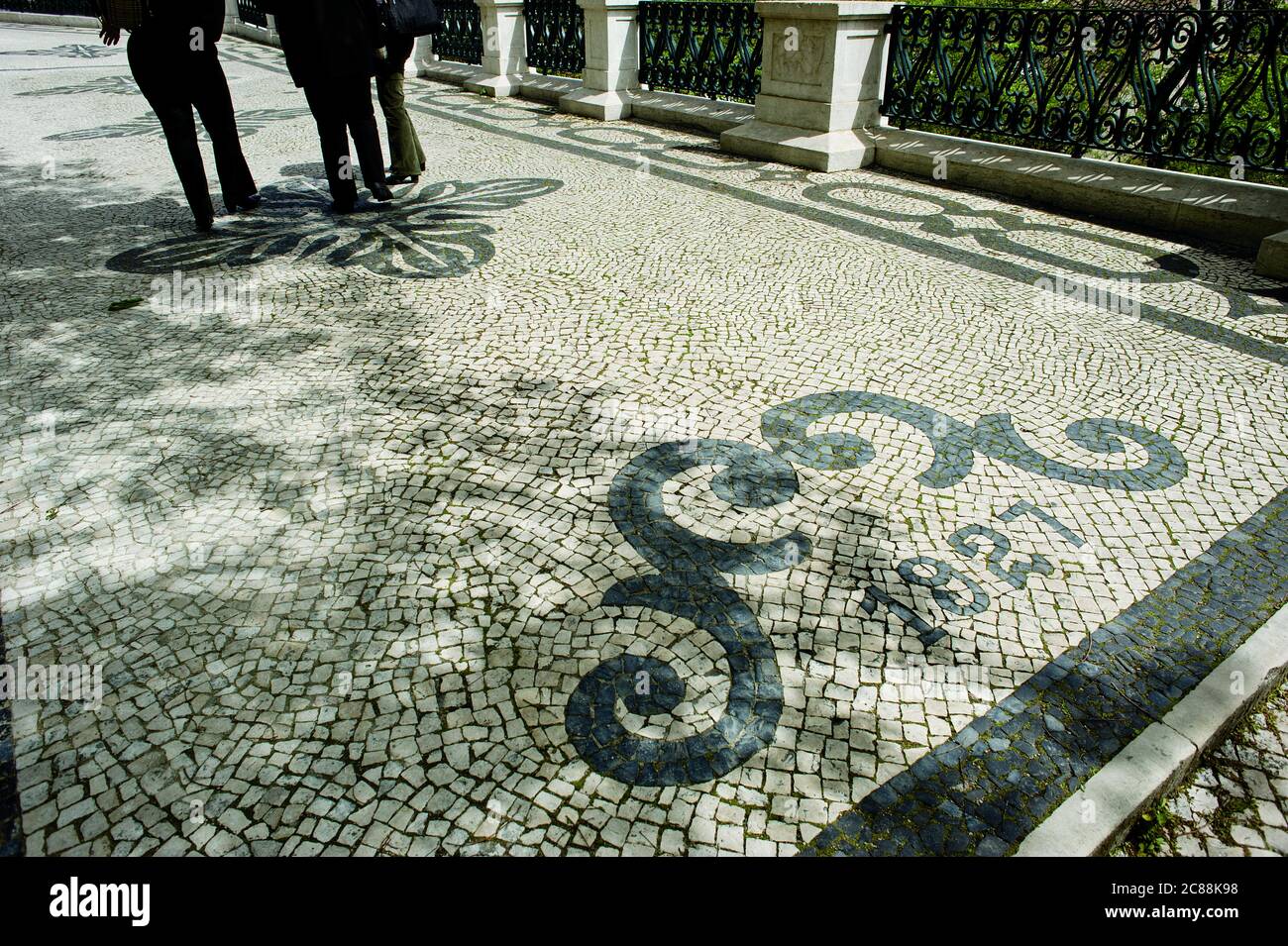 Traditional style Portuguese Calcada Pavement in Lisbon, Portugal Stock ...