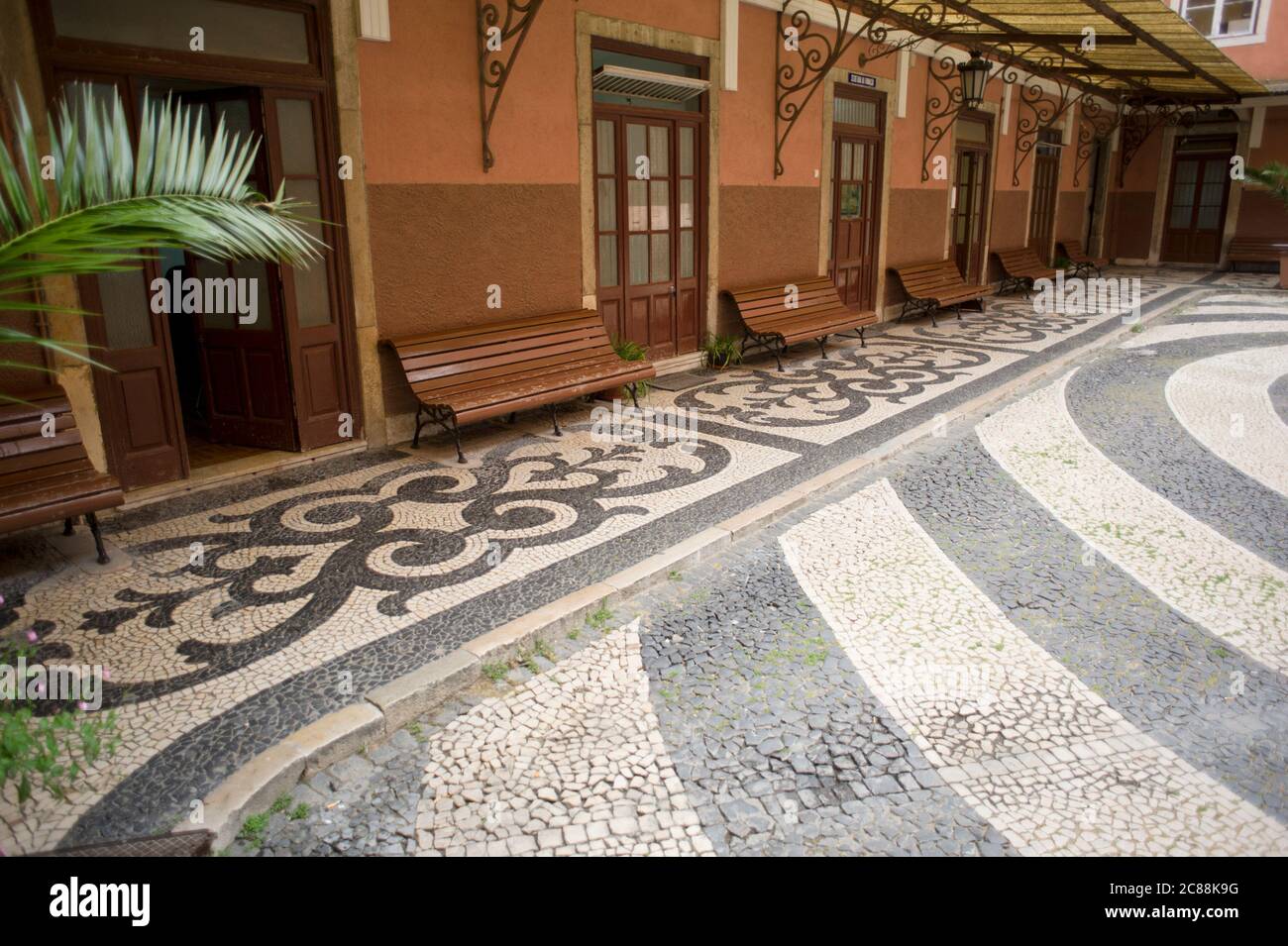 Traditional style Portuguese Calcada Pavement in Lisbon, Portugal Stock ...