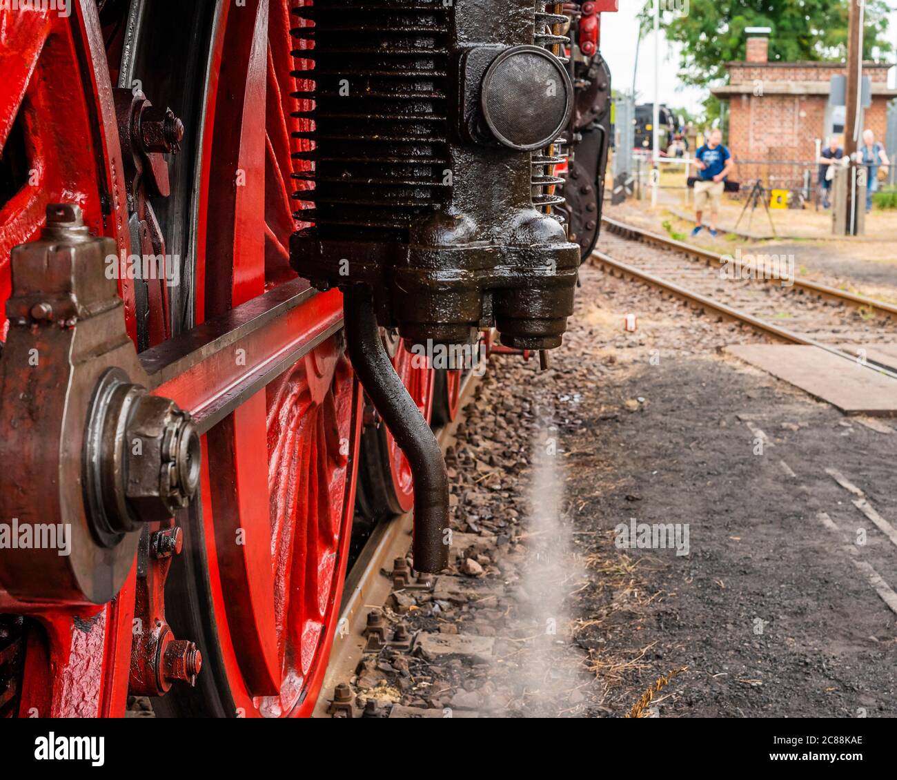 Details of a Rod Drive, Steam Locomotive Wheels, red wheels of a Steam ...