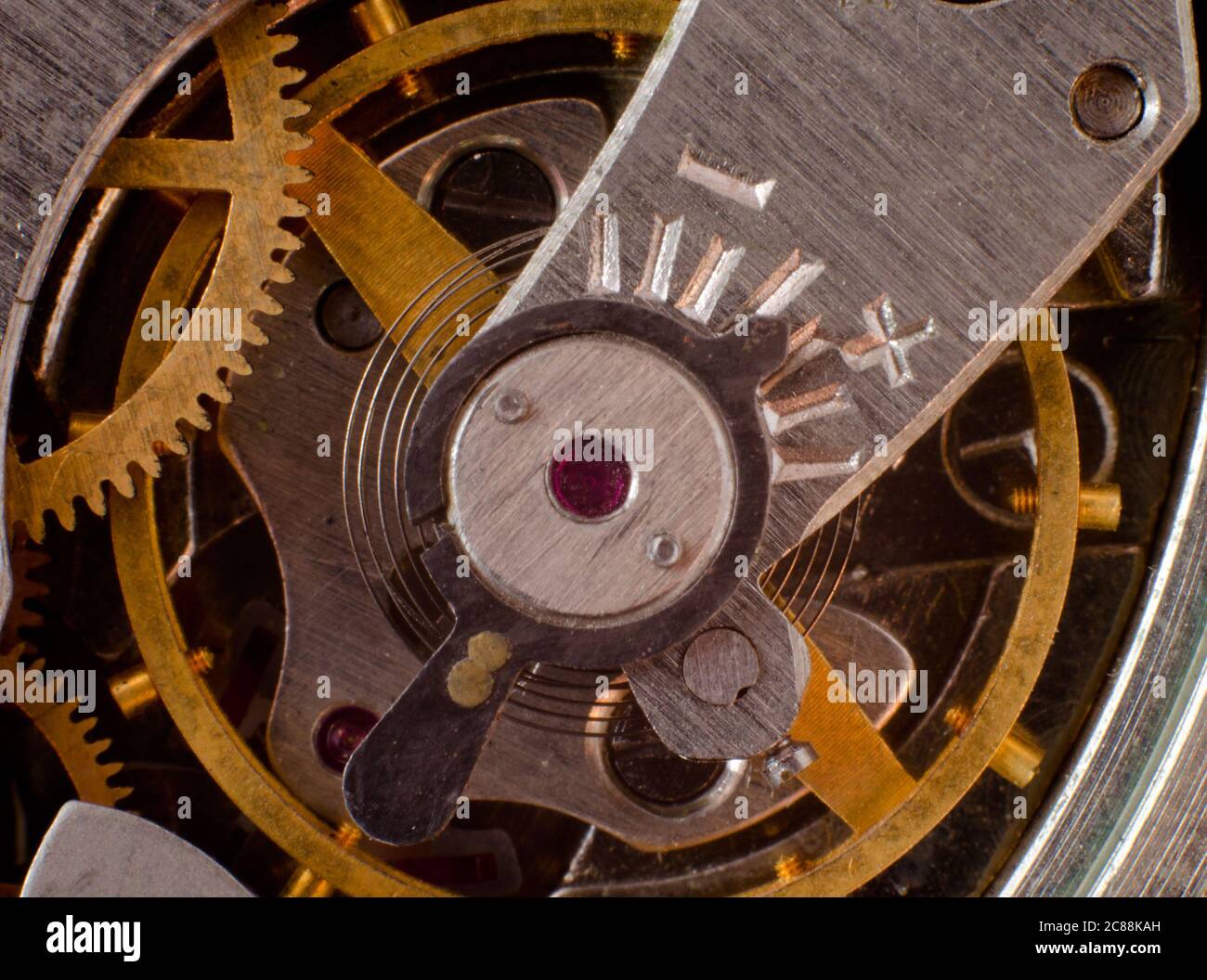 Part of the mechanism of a pocket watch close-up Stock Photo - Alamy