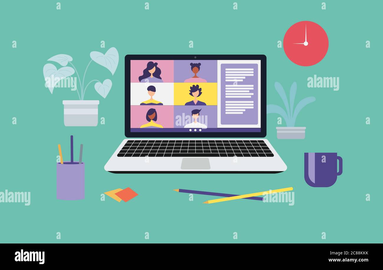 Work from home and work from anywhere concept, people connecting ...