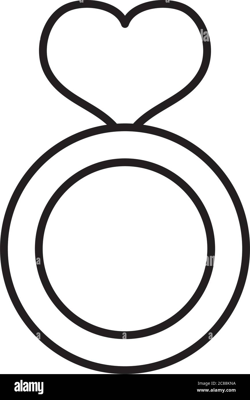 heart ring icon over white background, line style, vector illustration ...