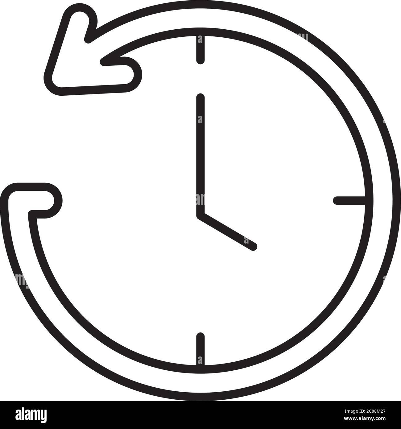 Circle Arrow Clock Icon Over White Background Line Style Vector