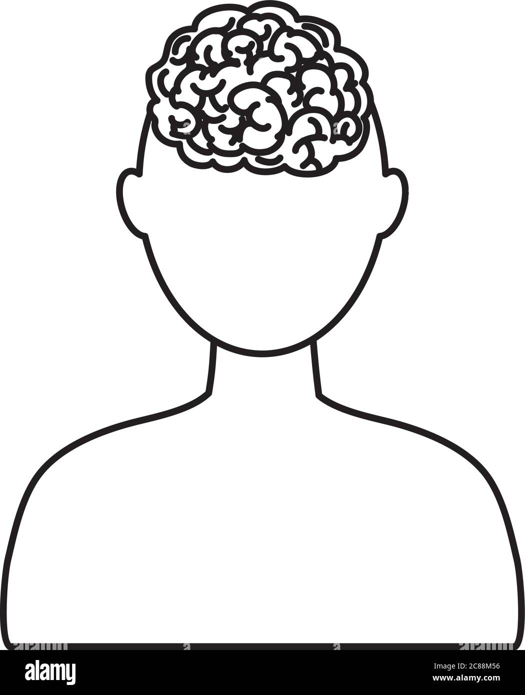 mental health concept, head with human brain icon over white background ...