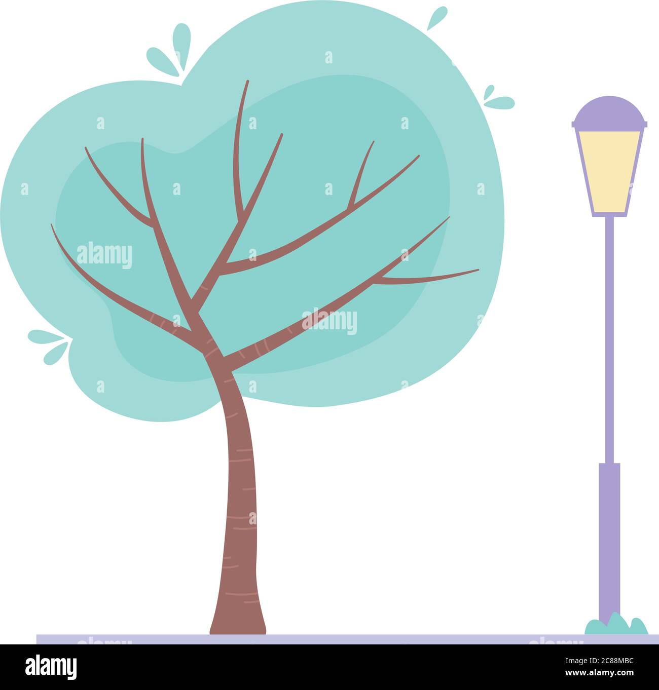Lamp post and tree Stock Vector Images - Alamy