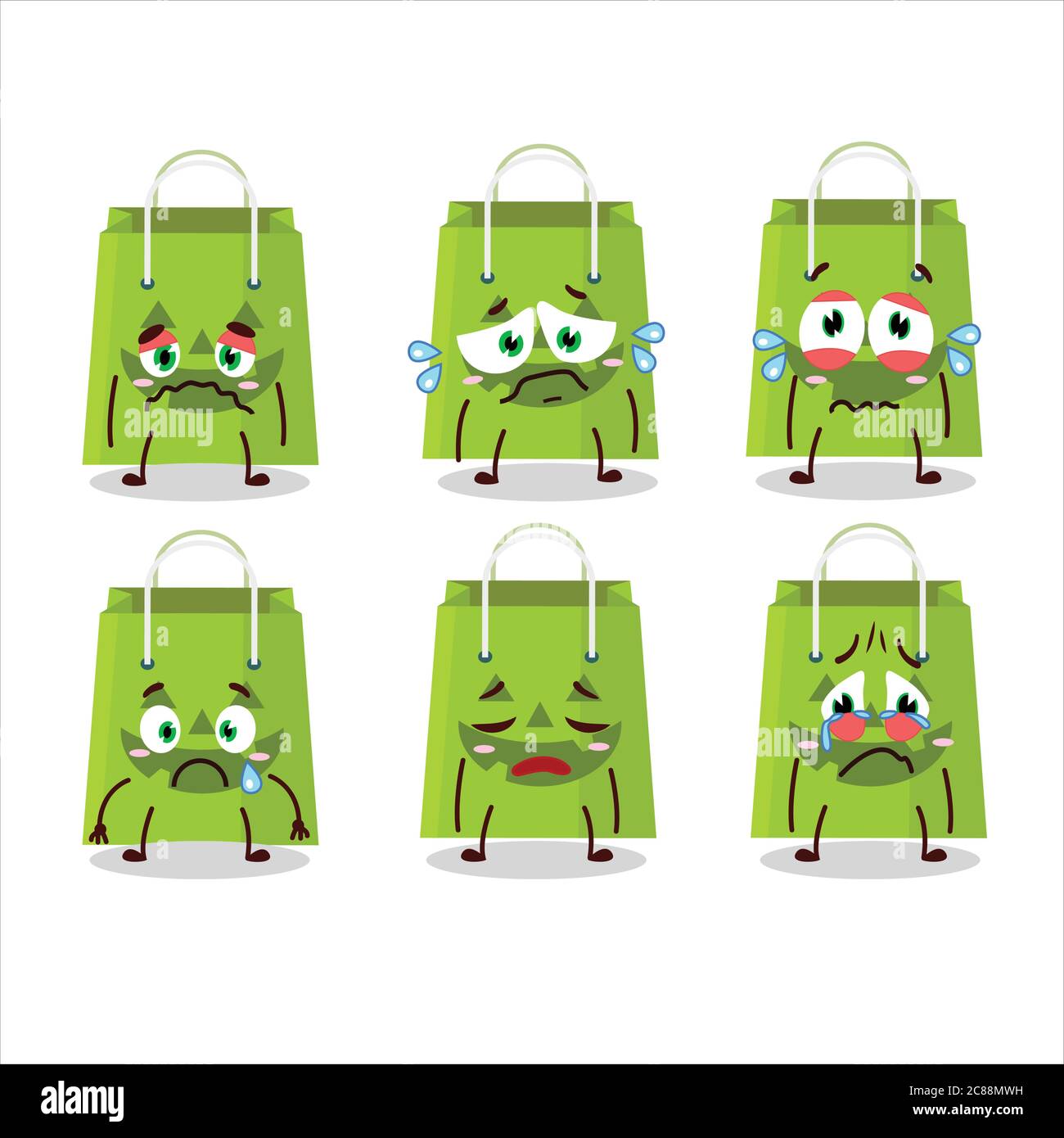 Halloween tote bag cartoon character with sad expression Stock Vector ...