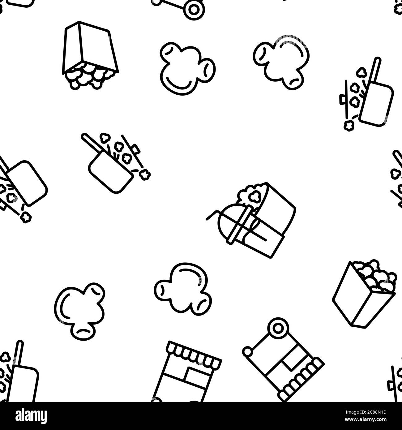 Popcorn Tasty Snack Vector Seamless Pattern Stock Vector Image & Art ...