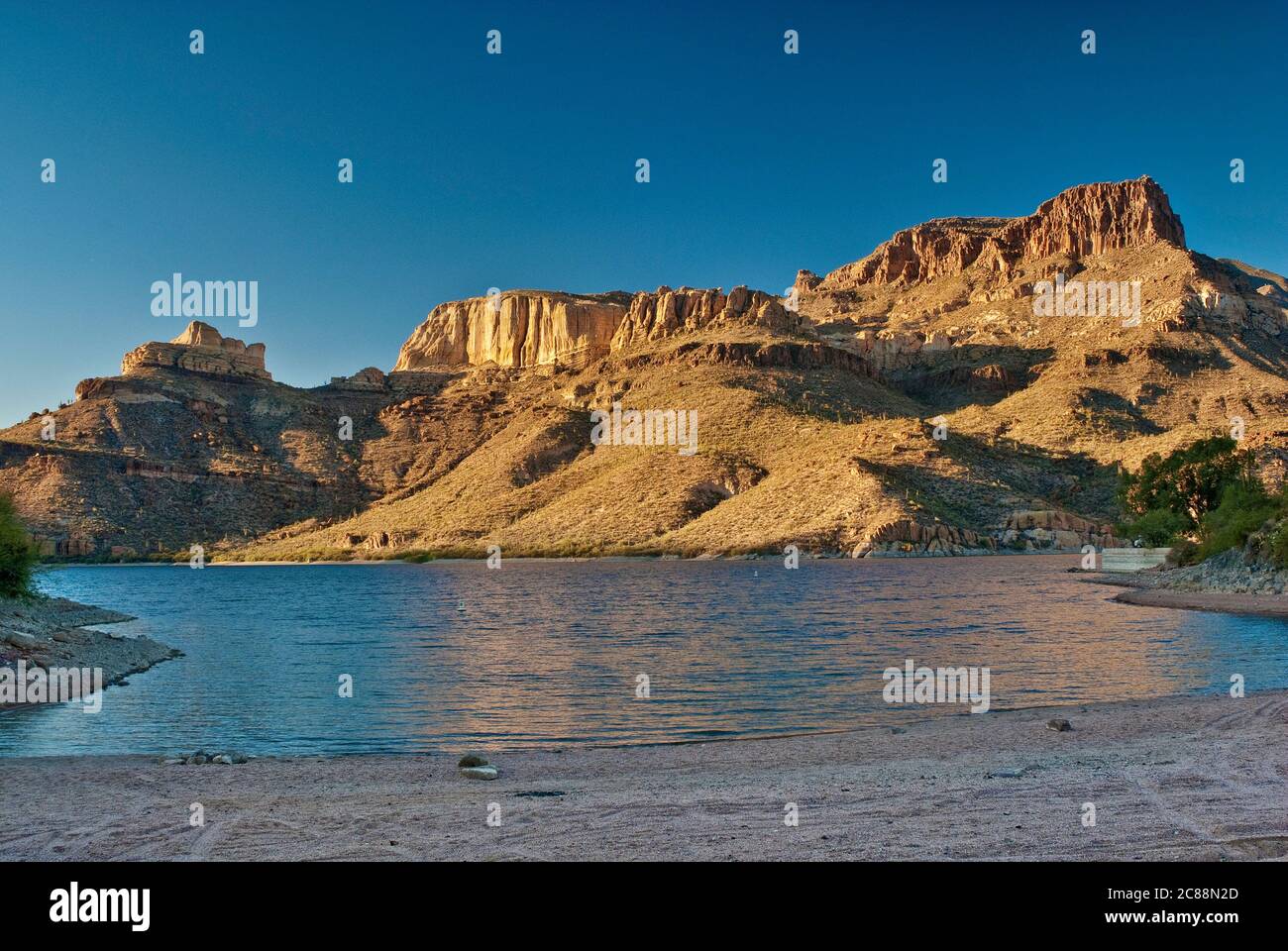 Apache Lake Marina area in Superstition Mountains, view from Apache ...