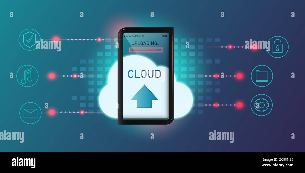 Cloud computing technology on smartphone. Concept mobile phone ...