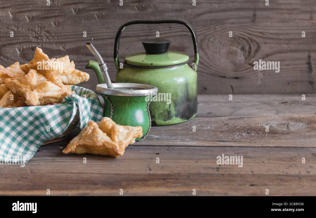 fried pastry with quince and batata typical of argentina gastronomy ...