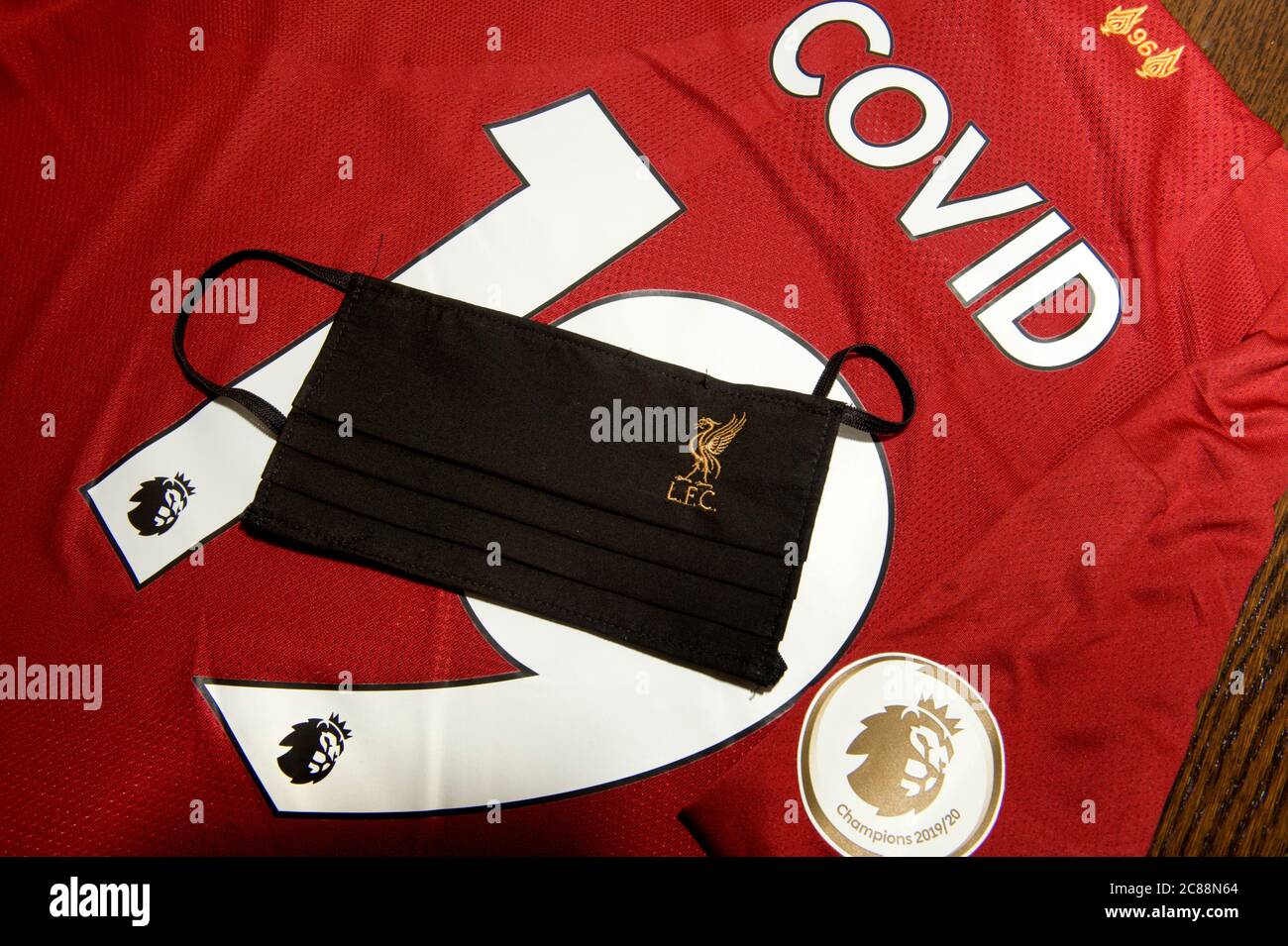 Generic image. Shows Liverpool FC shirt with name Covid and number 19 ...