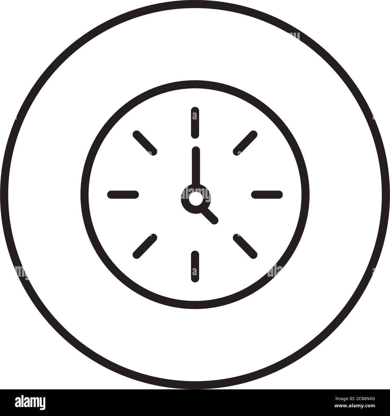 round clock icon over white background, line style, vector illustration ...