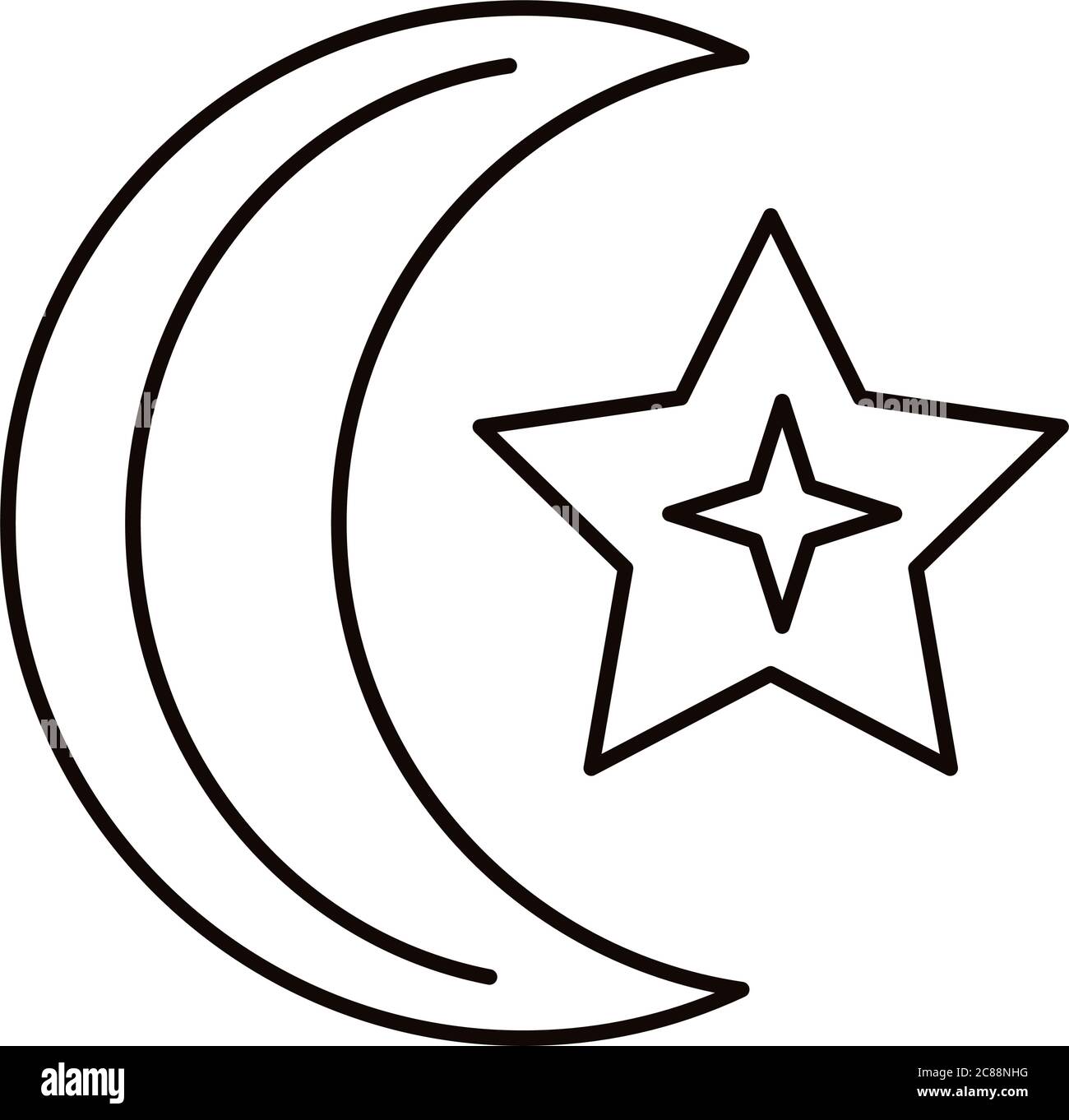 moon and stars zodiac symbol line style icon vector illustration design ...