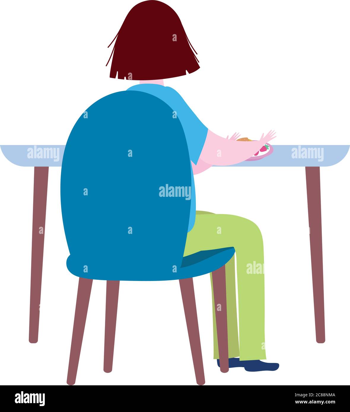 woman sitting on the table alone cartoon isolated icon vector ...