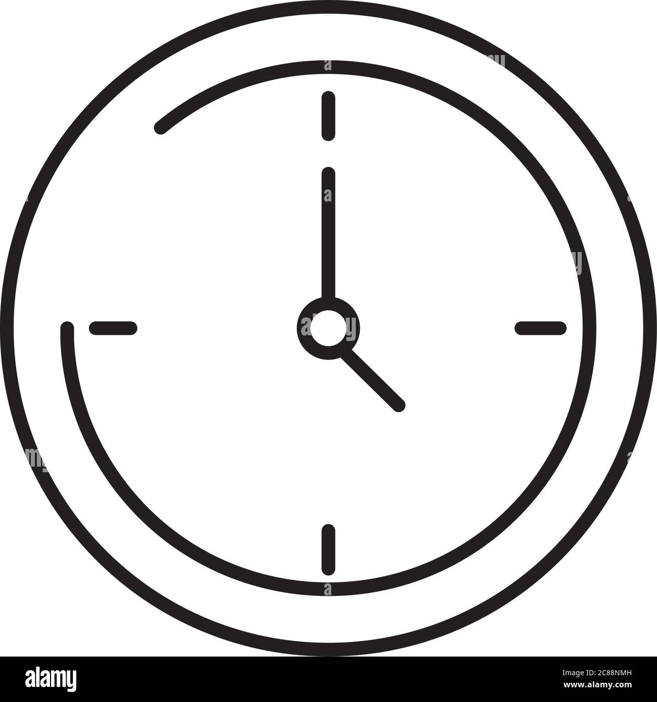 classic wall clock icon over white background, line style, vector ...