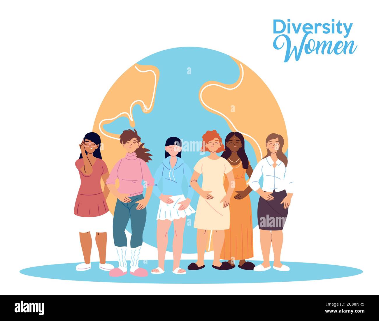 Women cartoons in front of world design, Cultural and friendship ...