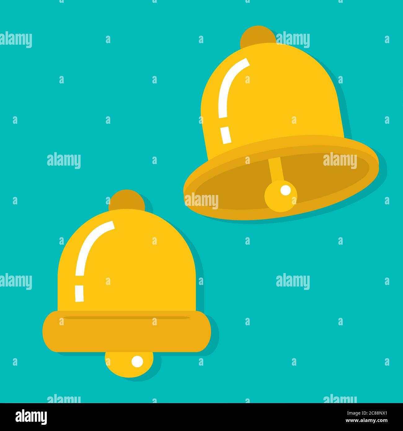 yellow bell isolated vector illustration icon in flat style Stock ...