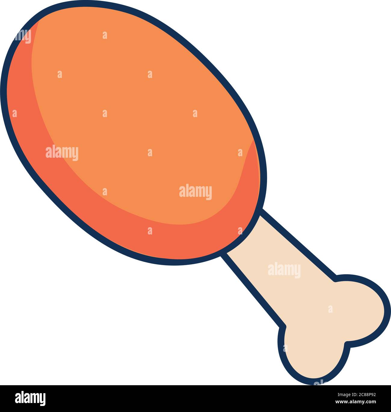 chicken thigh icon over white background, line fill style, vector ...