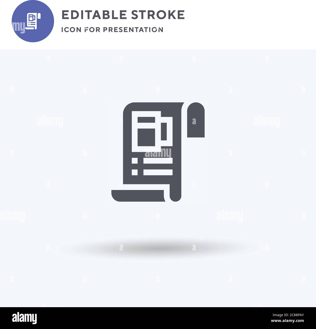 Bill icon vector, filled flat sign, solid pictogram isolated on white ...