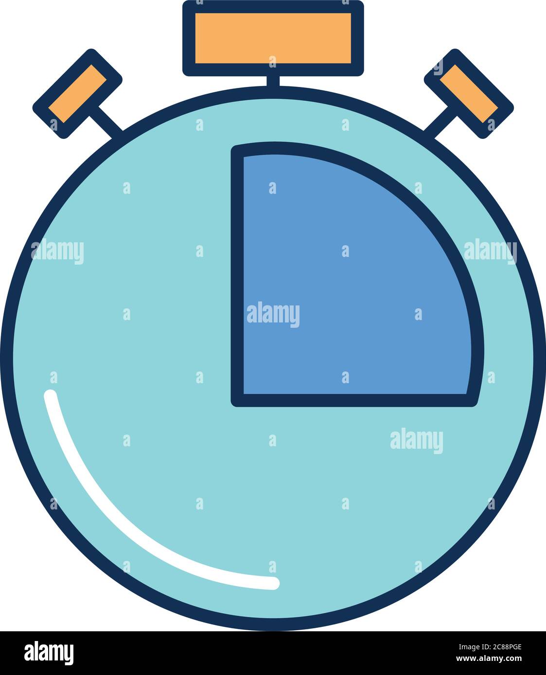 chronometer icon over white background, line fill style, vector ...