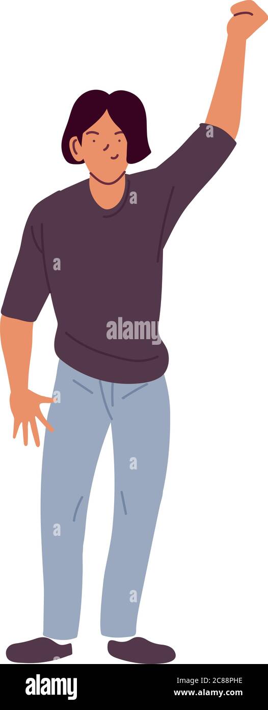 man cartoon with hand up design, Boy male person people human social ...