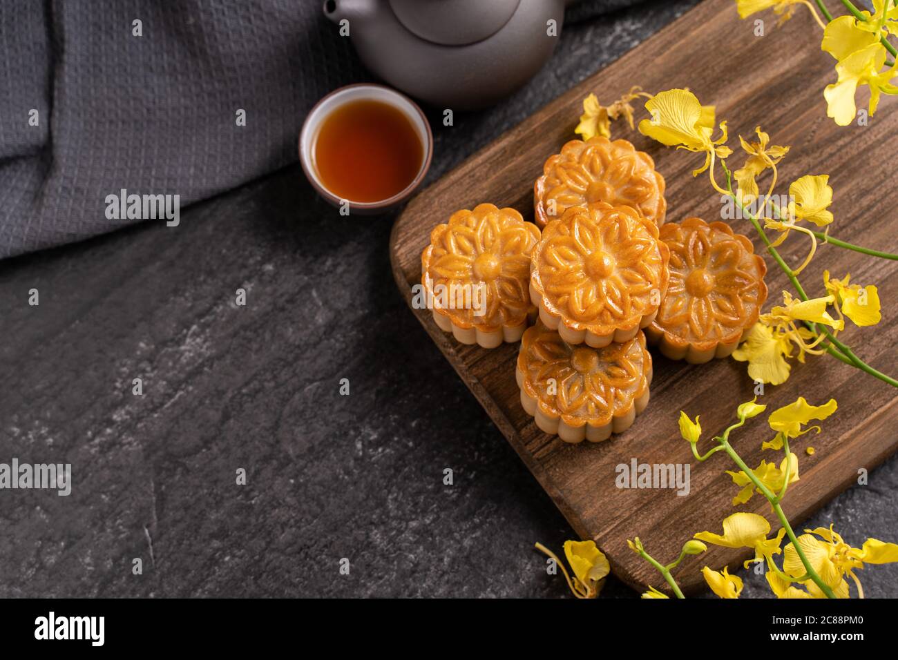 Mooncake, Moon cake for Mid-Autumn Festival, concept of traditional ...