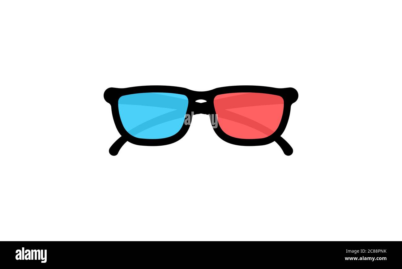 3d glasses front view icon flat. Vector on isolated white background ...