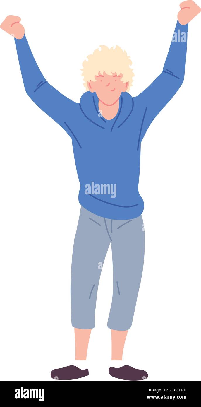 man cartoon with hands up design, Boy male person people human social ...