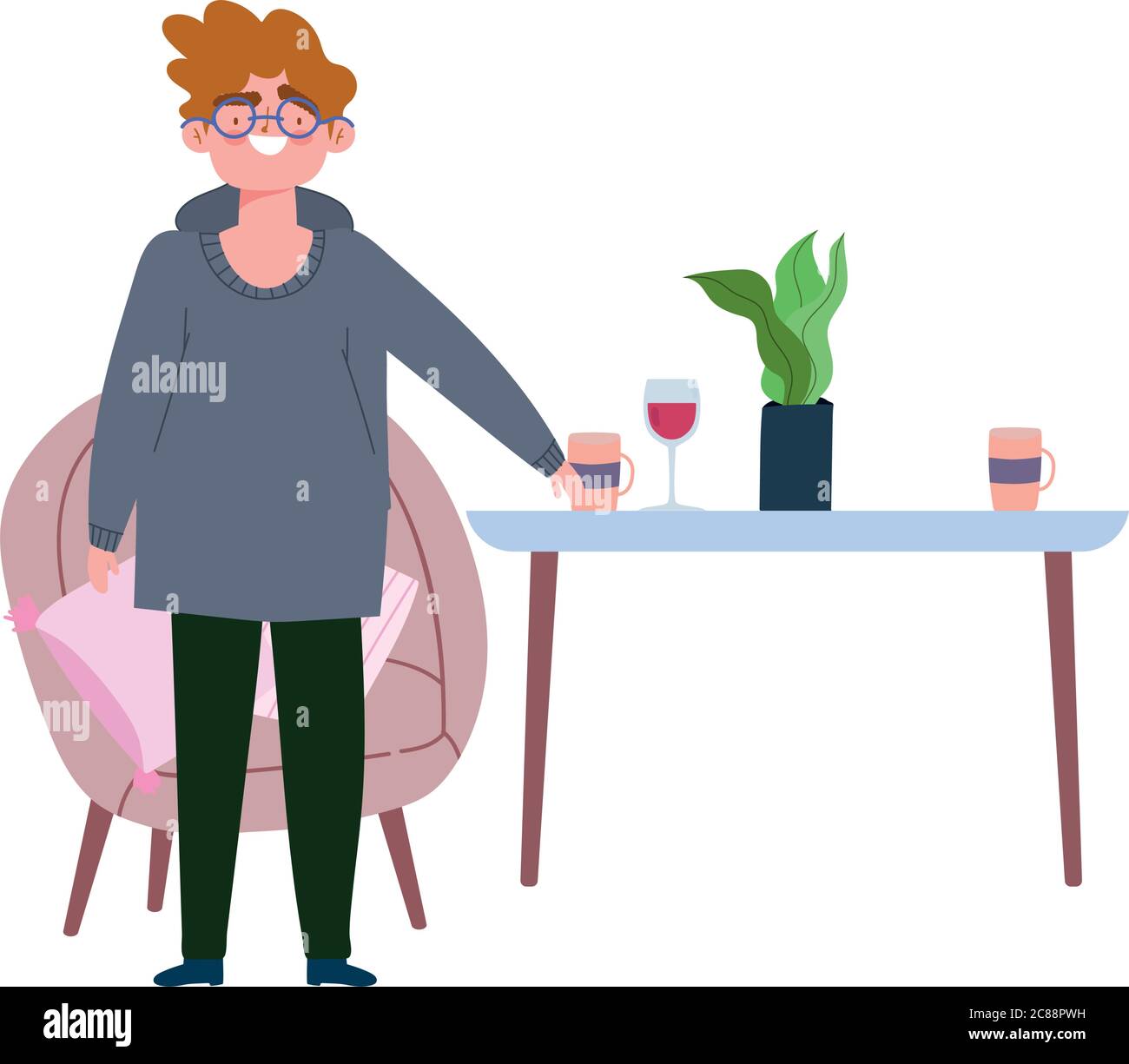 Cafe physical distancing Stock Vector Images - Alamy