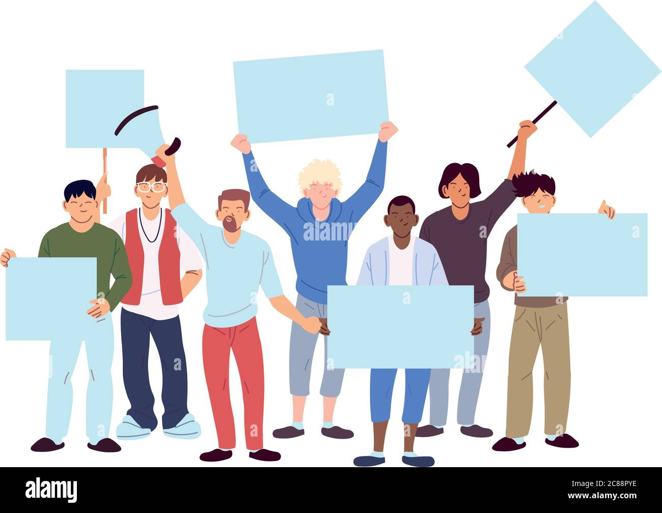men cartoons holding banners boards design, Manifestation protest and ...