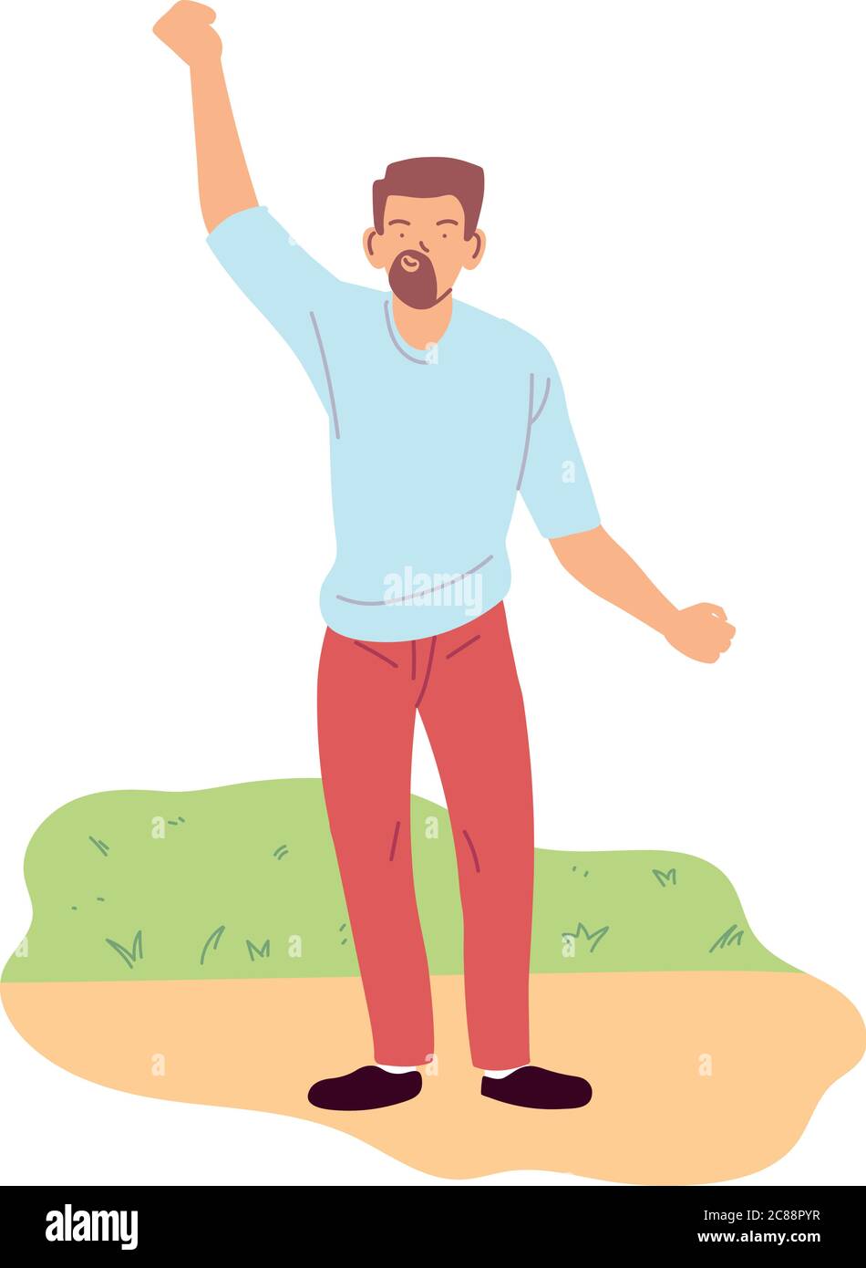 man cartoon with hand up design, Boy male person people human social ...