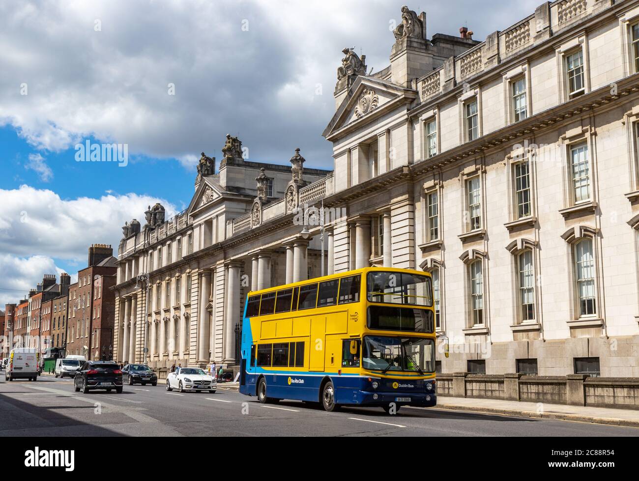 Public Transport bus "Dublin bus" on street outside Office of the ...