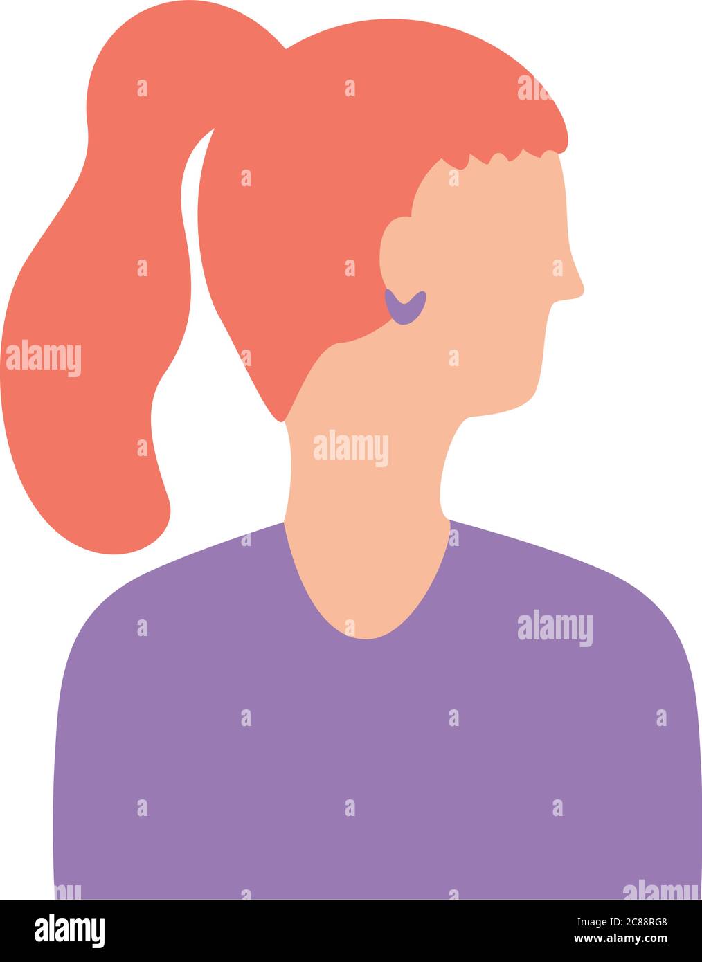 young woman profile avatar character flat style icon vector ...