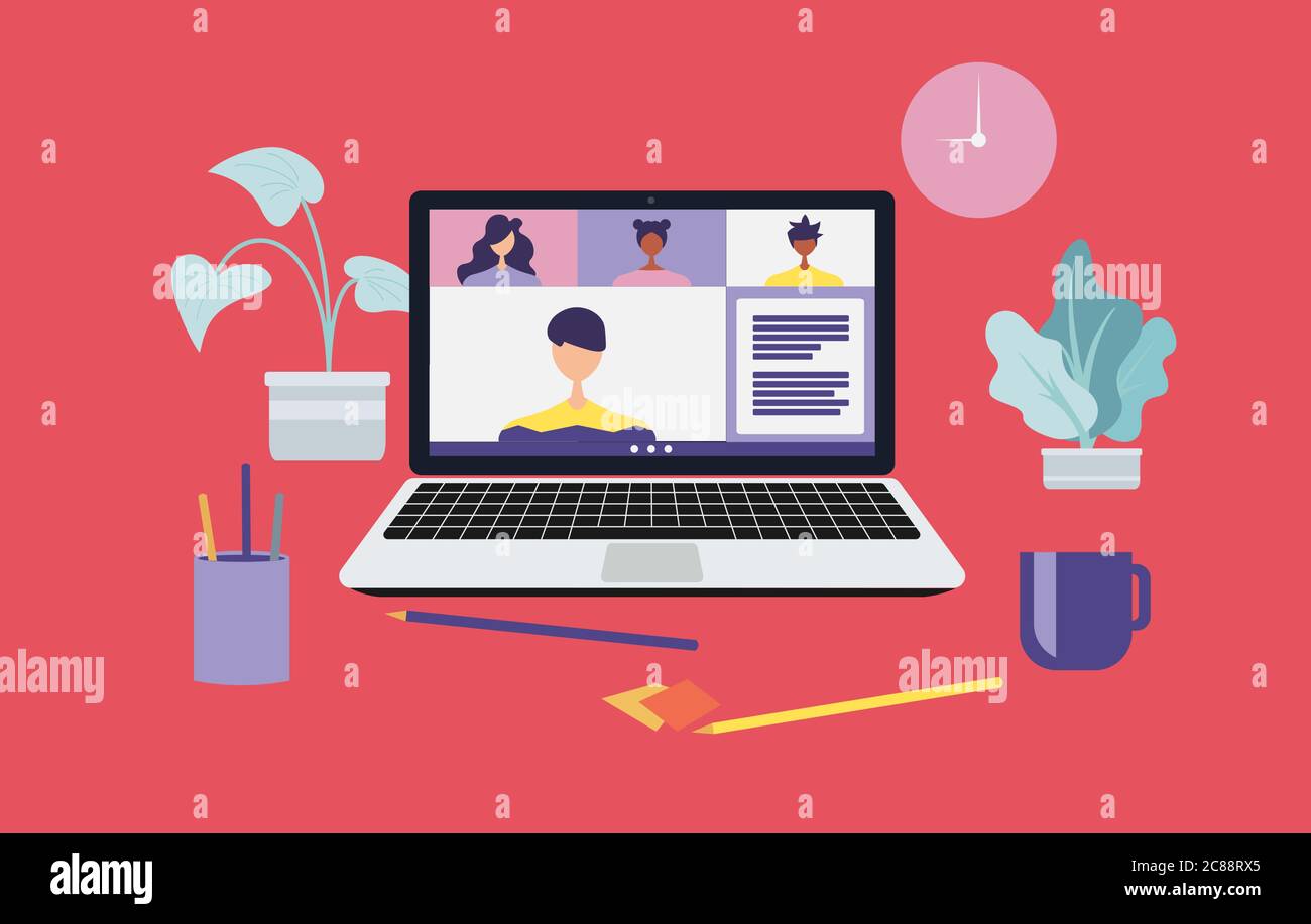 Work from home and work from anywhere concept, people connecting ...