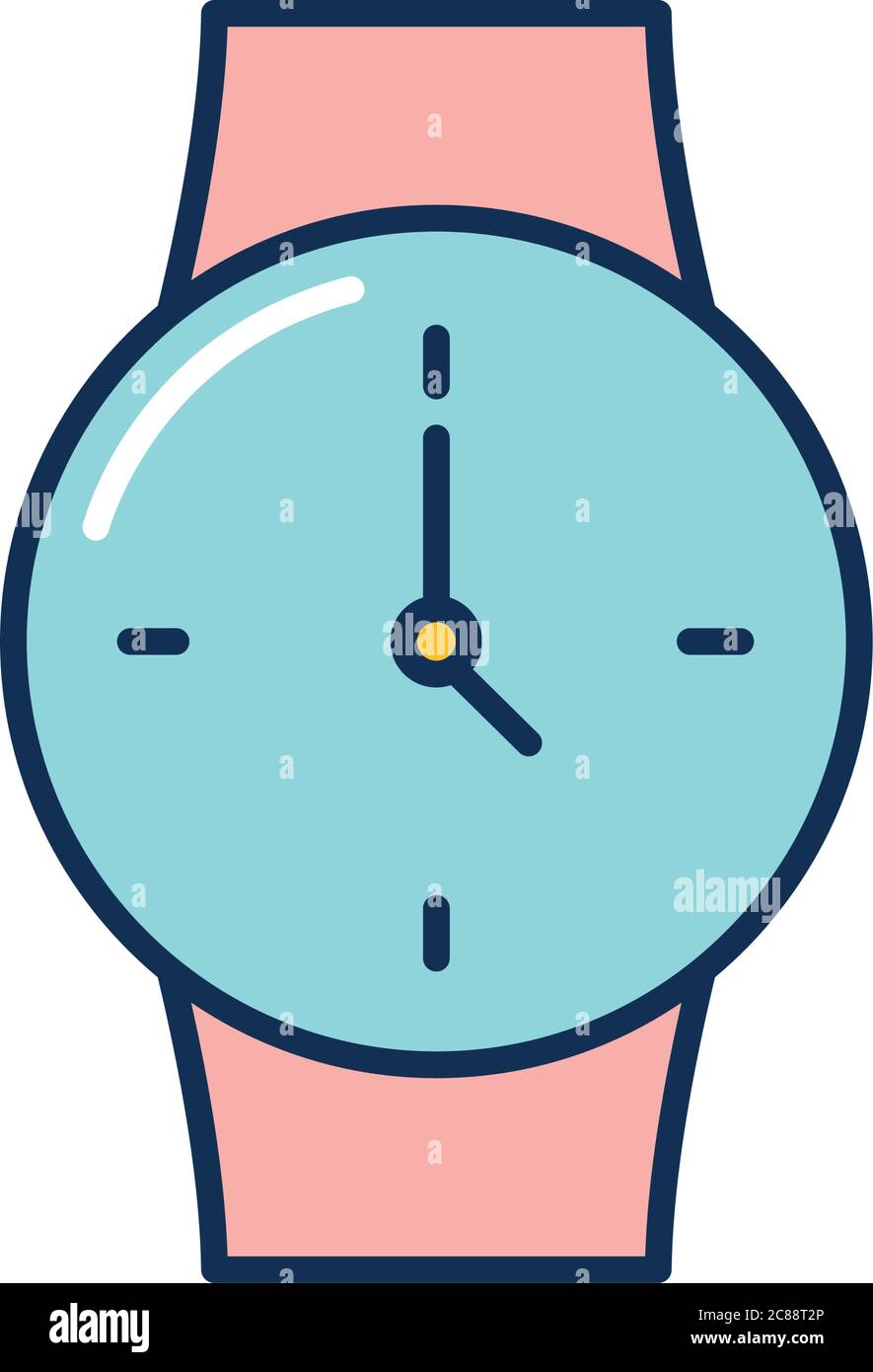 men watch icon over white background, line fill style, vector ...