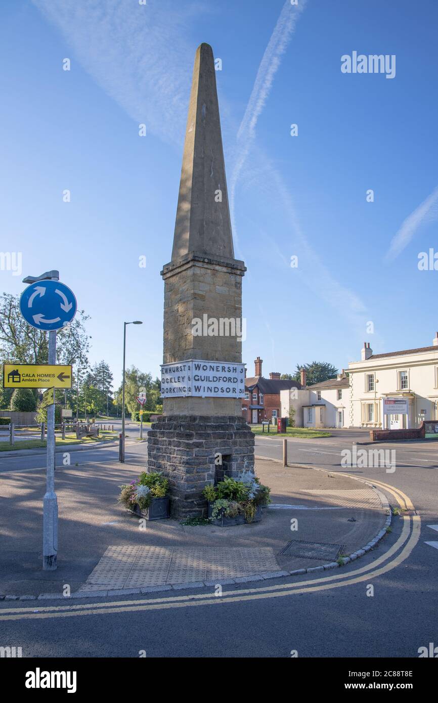 the obelisk or monument in cranleigh village surrey Stock Photo - Alamy