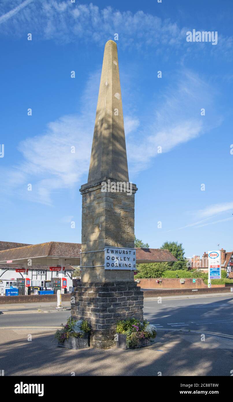 the obelisk or monument in cranleigh village surrey Stock Photo - Alamy