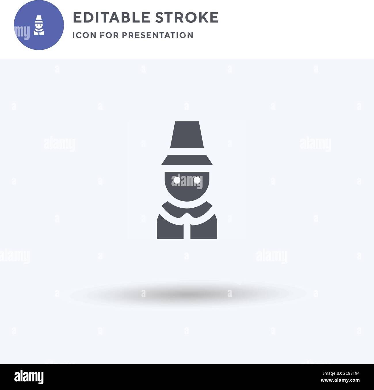 Pilgrim icon vector, filled flat sign, solid pictogram isolated on ...