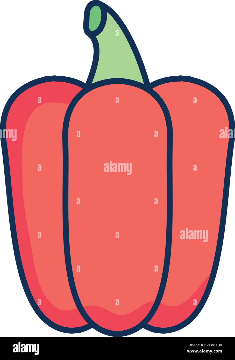 red pepper icon over white background, line fill style, vector ...