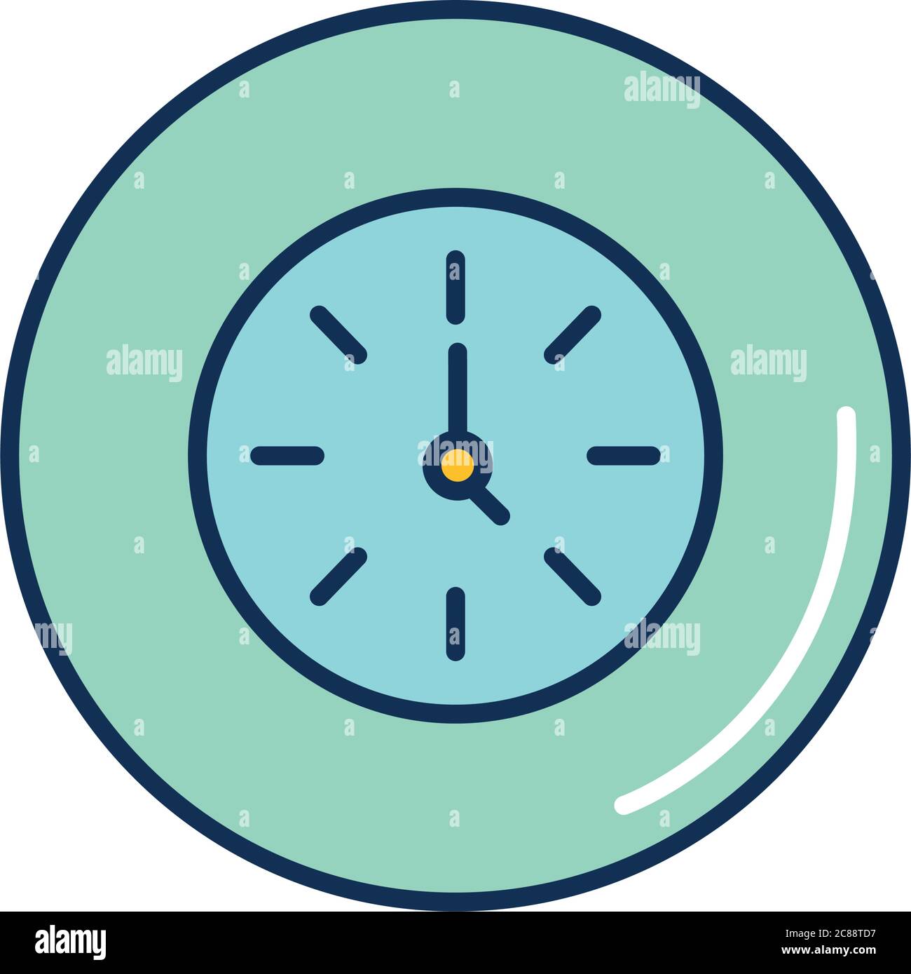 round clock icon over white background, line fill style, vector ...