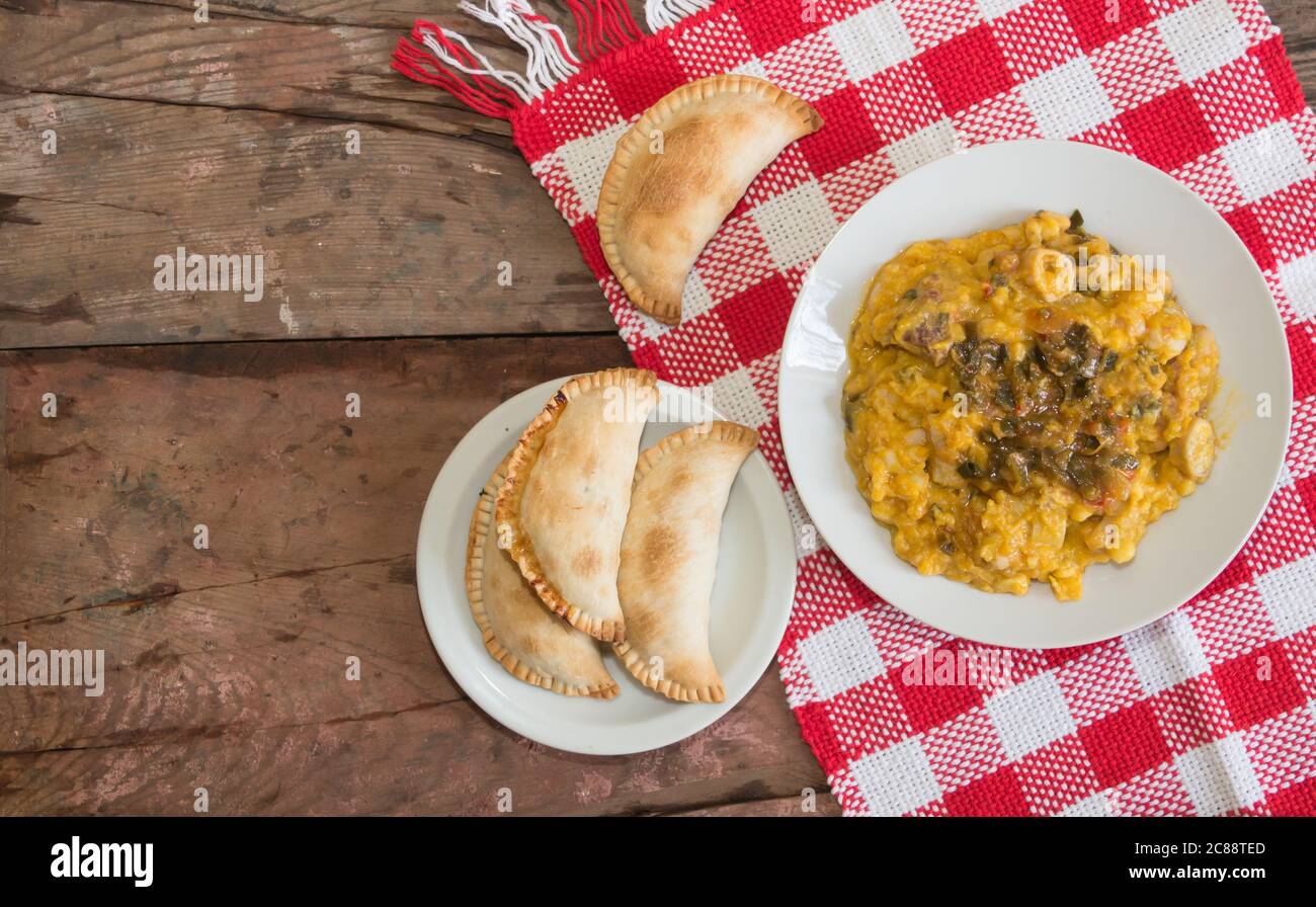 locro dishes and empanadas, traditional Argentine foods Stock Photo - Alamy