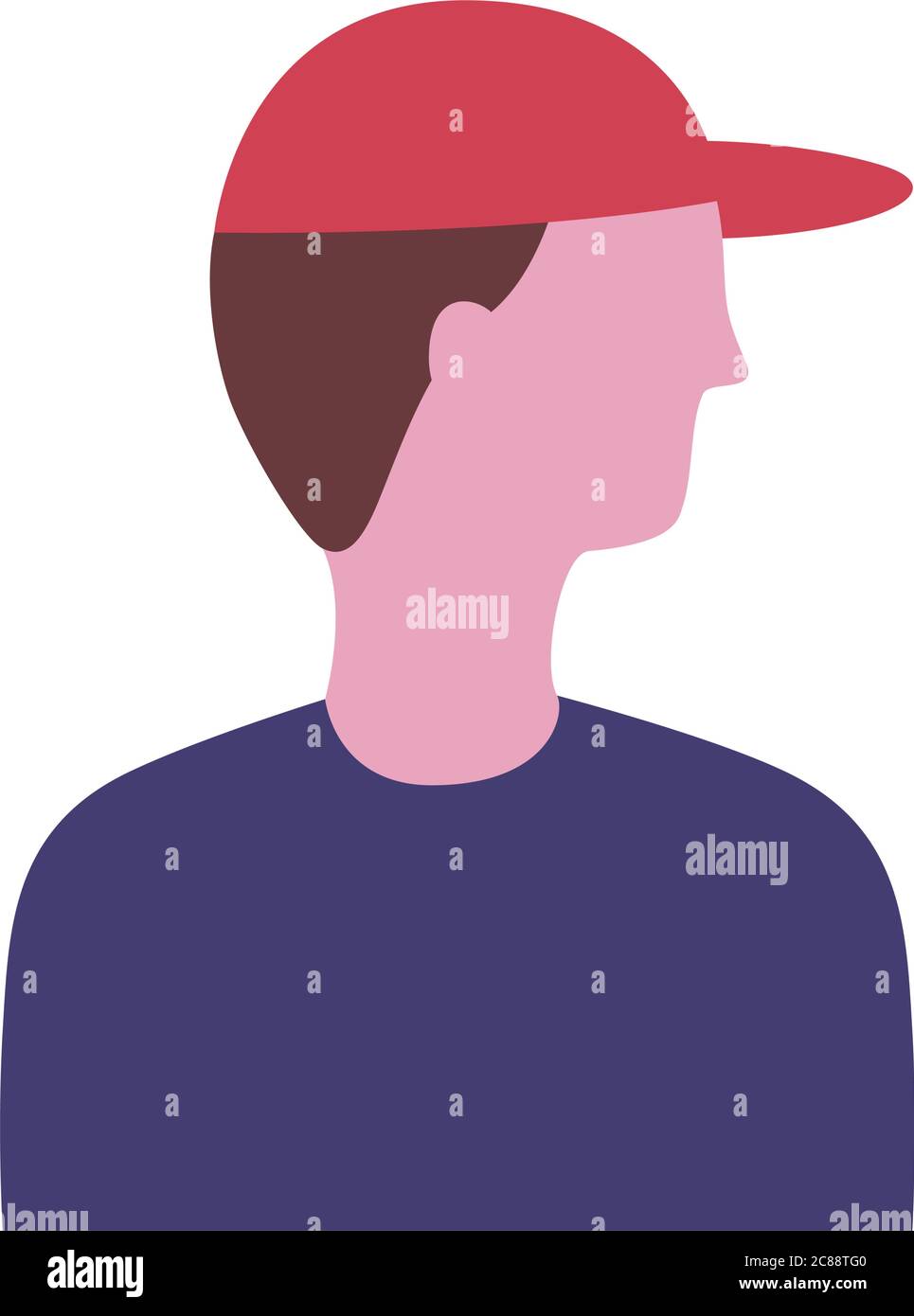 young man profile with sport cap avatar character flat style icon ...