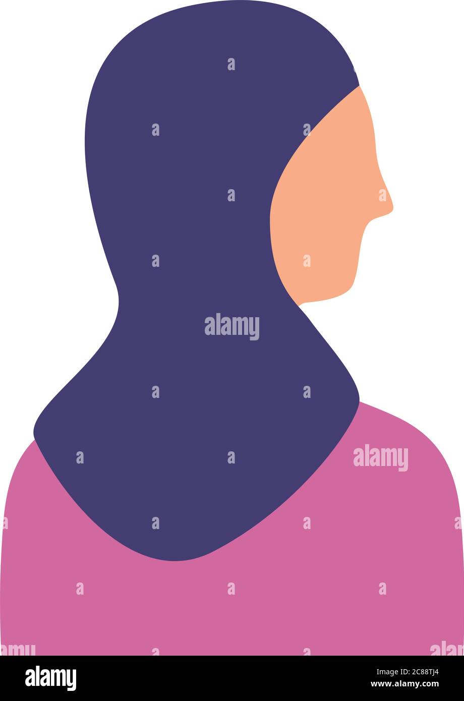 muslim woman profile avatar character flat style icon vector ...