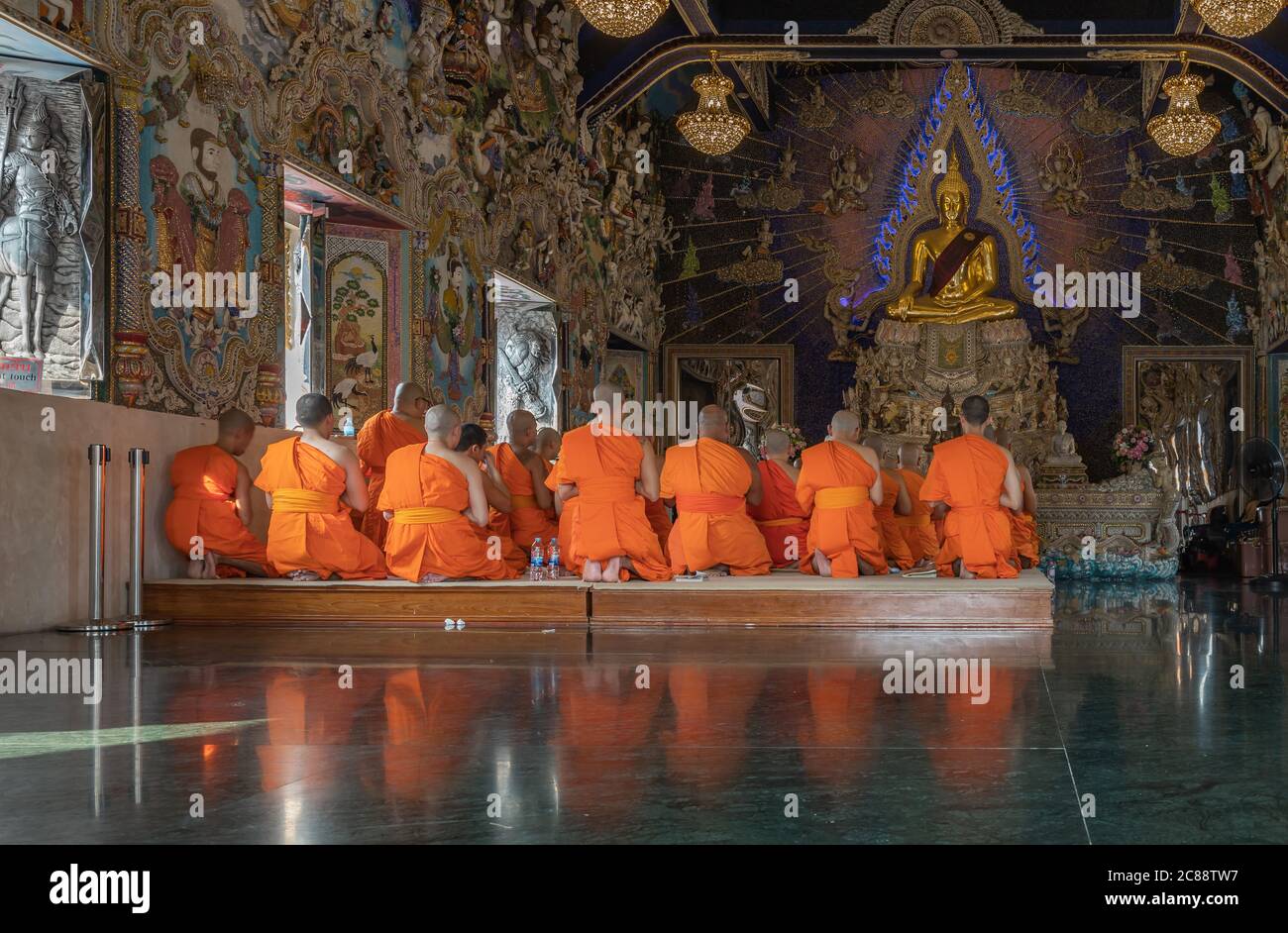 Bangkok, Thailand - Feb 08, 2020 : Buddhist Monks praying and pay ...