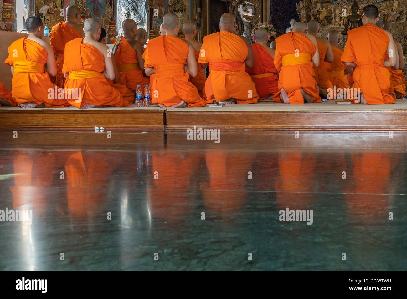 Bangkok, Thailand - Feb 08, 2020 : Buddhist Monks praying and pay ...