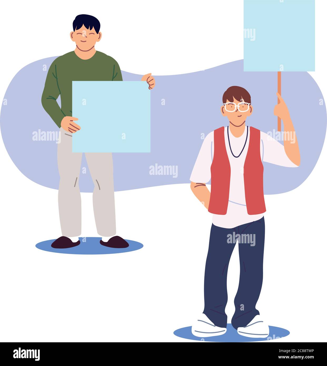 men cartoons holding banners boards design, Manifestation protest and ...