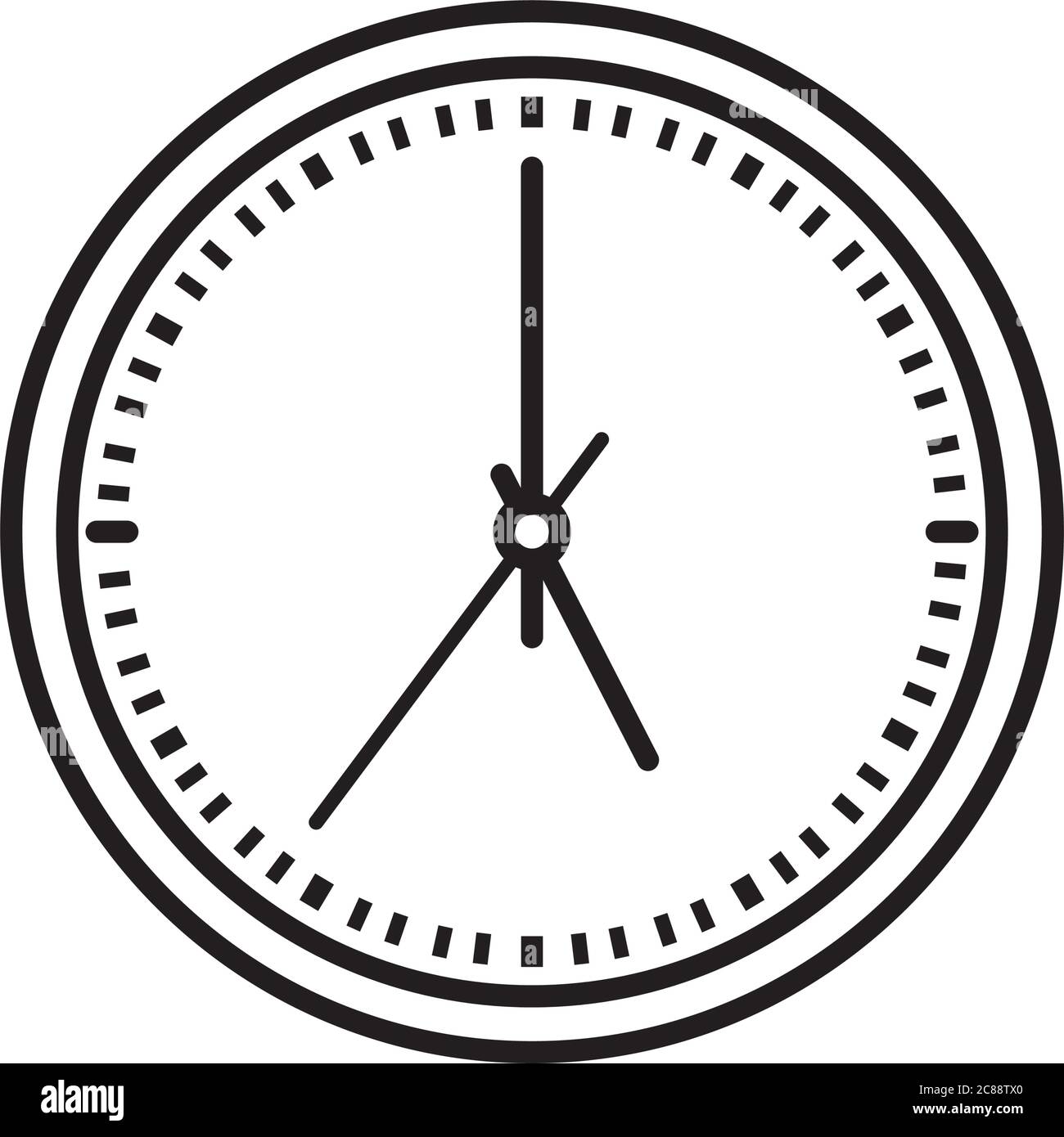 clock with 5 oclock time over white background, line style, vector ...
