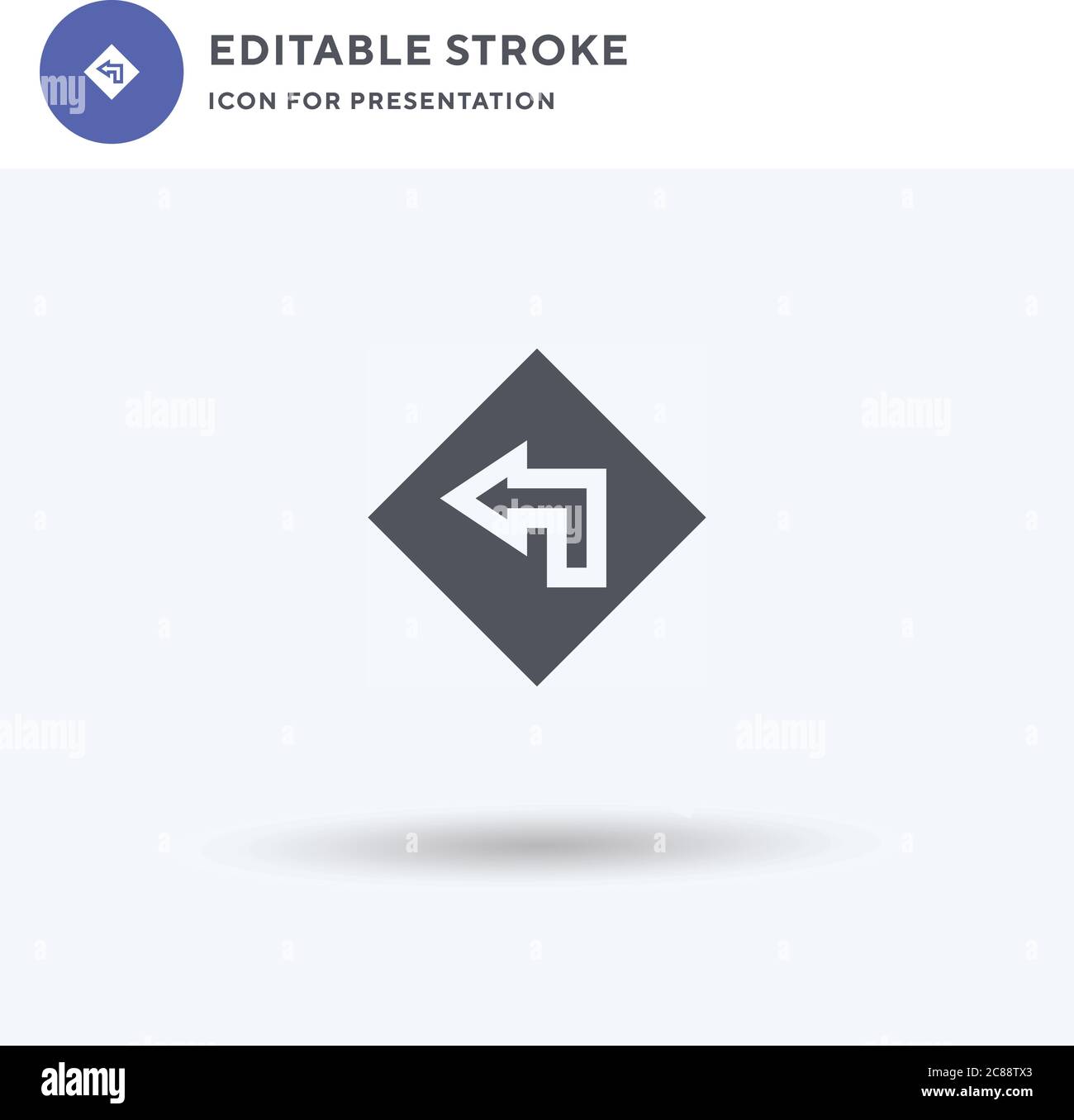 Turn Left icon vector, filled flat sign, solid pictogram isolated on ...